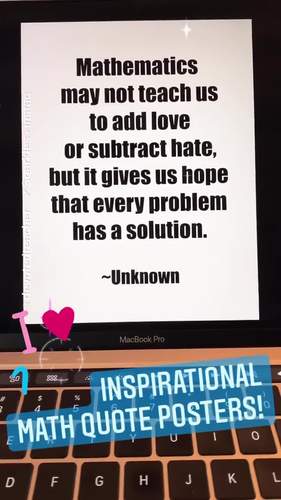 Inspirational Math Quote Posters (Great for classroom decor or bulletin ...