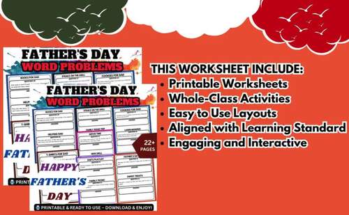 Father’s Day Math Word Problem Activities 3rd 4th 5th 6th 7th 8th Grade