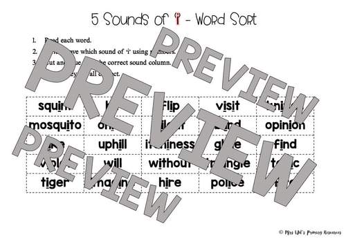 LEM Phonics | Rules | 3 Sounds of 'I' | Sound Sort Worksheet ...