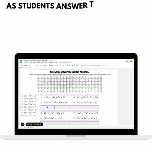 Factoring Review: Factor by Grouping Digital AND Printable Secret Message