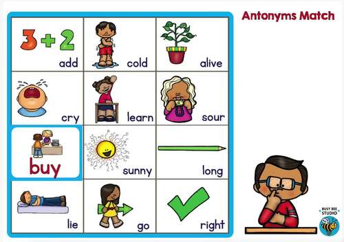 OPPOSITES ACTIVITIES ELA BOOM CARDS MATCHING WORD TO PICTURE ANTONYMS ...