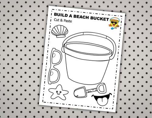 Beach Bucket Craft Template | Cut and Paste Activity | Summer Craft for ...