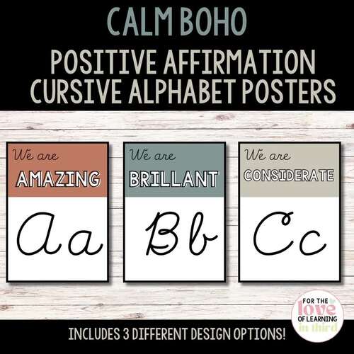 Positive Affirmation Alphabet Posters Neutral Boho Dot Printable Decor ...