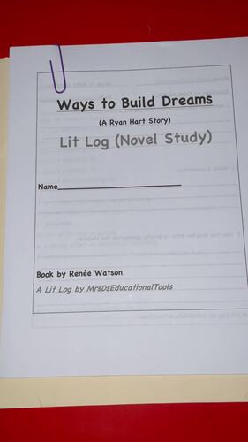 Ways to Build Dreams Lit Log (Novel Study) by MrsDsEducationalTools