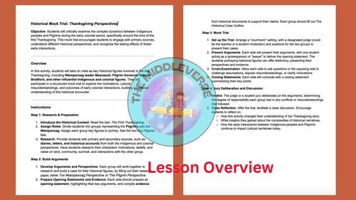 Thanksgiving Perspectives: A Historical Mock Trial by The MiddleVerse