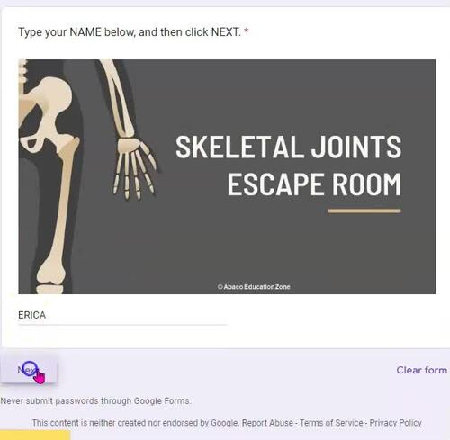 Skeletal Joints Escape Room-Skeletal System Activity by Abaco Education ...