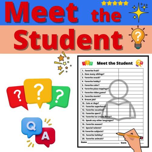 Meet the Student Activity Back to School Resource by DadsDesigns