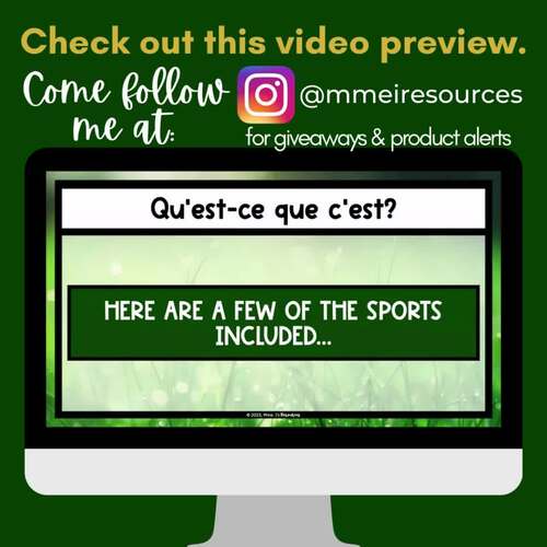 French sports vocabulary | Lesson & Activity | Digital & Printable