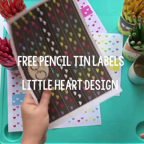 Pencil Tin Labels - Lovely Little Heart Design by From the Pond | TPT
