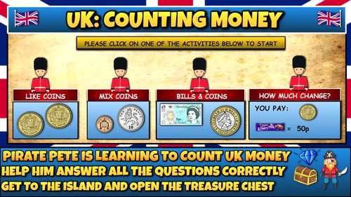 UK Currency, Counting Money: Interactive Powerpoint Math Games UK Money