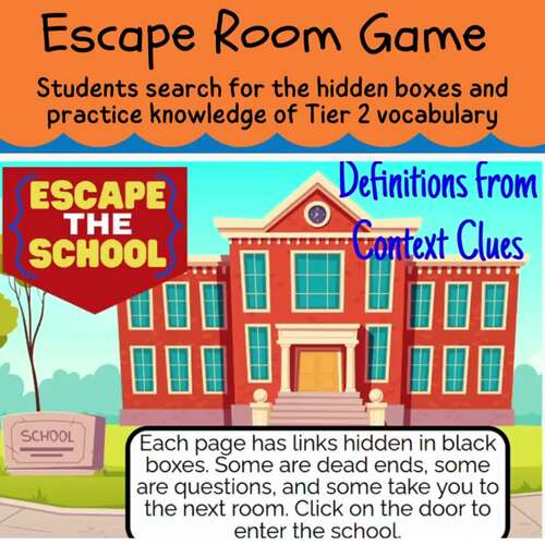 Definitions from Context Clues School Escape Room BOOM CARDS Game