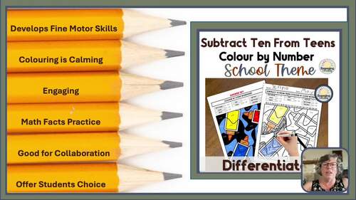 Ten Less Color-by-Code Differentiated Math Worksheets | Back-to-School ...