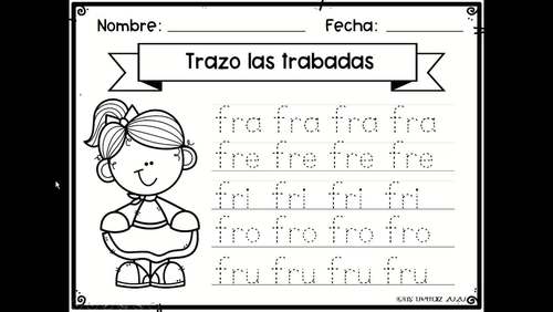 SÍLABAS TRABADAS con FR FL| Hojas de trabajo de lectura | Spanish blends