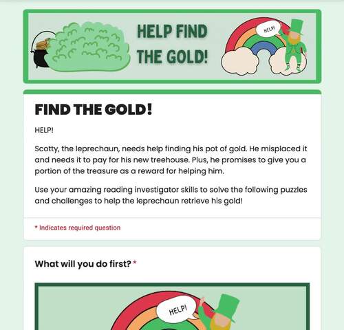 St. Patrick's Day ELA Treasure Hunt- Digital Resource by teaching in space