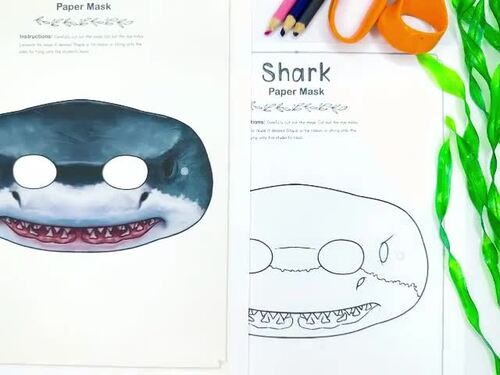 Shark | Paper Mask | Printable Craft | Sharks by Simply Schoolgirl