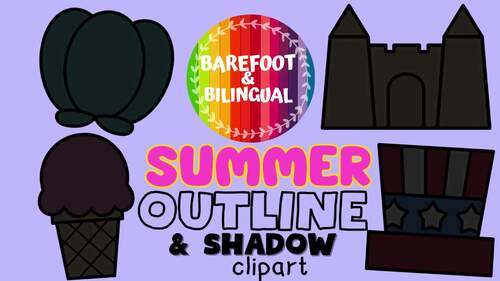 Summer Outline & Shadow Clipart | Summer Clipart for Crafts and Activities