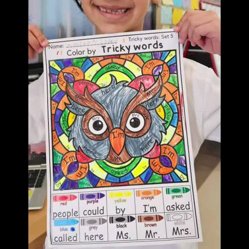 Tricky words | Color by code & multi-level worksheets kindergarten ...