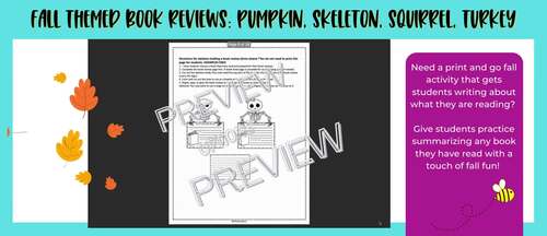 Book Review Activities for Fall, Halloween and Thanksgiving by K3 ...