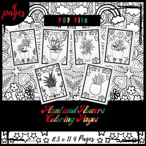 Plants & Flowers Coloring Pages, Gardening House Plants, Printable Coloring