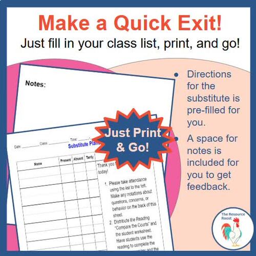 US History Emergency Sub Plan- Comparing the Warren and Burger Courts