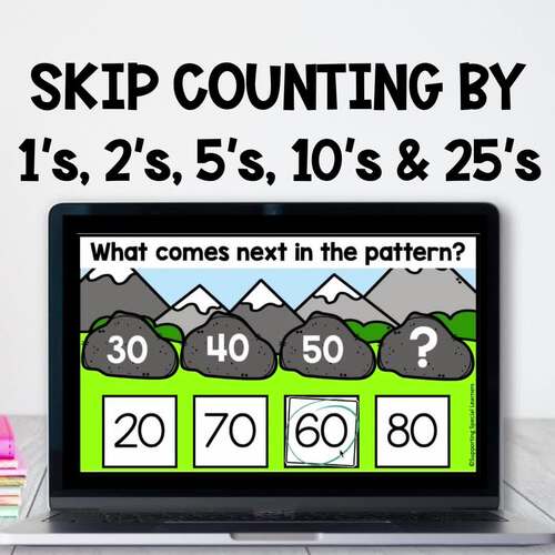 Skip Counting by 1's, 2's, 5's, 10's + 25's Digital Task Cards - BOOM CARDS