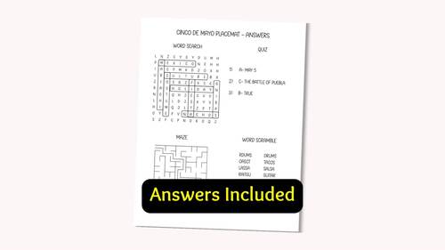 Cinco de Mayo Activity Placemat, Classroom Fiesta Games and Coloring ...