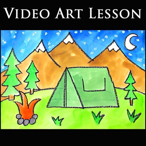 SUMMER TENT CAMPING SCENE Lesson | END OF THE YEAR Drawing & Painting ...