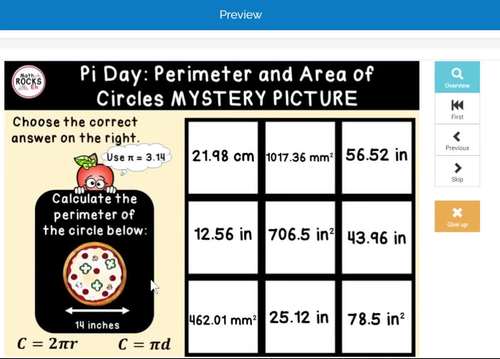 Pi Day Activity Perimeter and Area of Circles Digital Boom Cards™ 6th ...