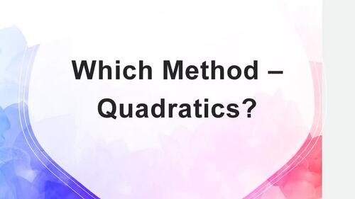 Which Method Quadratics? Maths Game Activity Revision by Worksheet ...