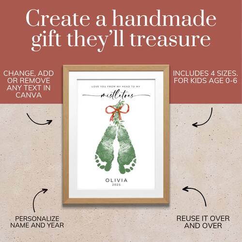 Mistletoe Footprint Craft Student Christmas Gift Parent Baby Toddler ...