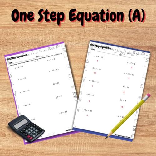 One Step Equation Practice for Algebra 1 (A) by The Tatted Educational ...