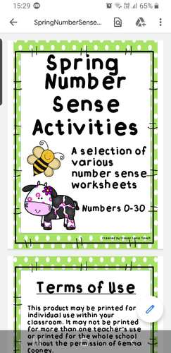Spring Number Sense worksheets Counting Number Sequences Pre-K Kindergarten
