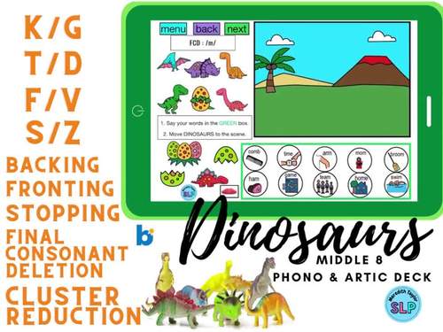 DINOSAURS Middle 8 Phonological Processes Articulation Deck – BOOM Cards™