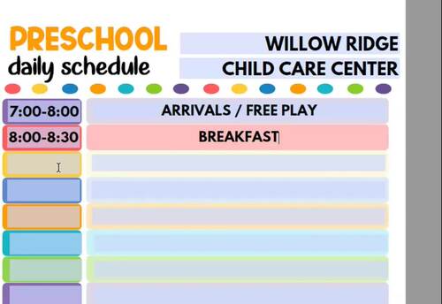 Daycare Daily Schedule for Preschool by My Printable Life | TPT
