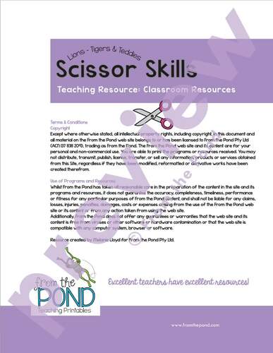 Fine Motor Scissor Skills Activity Pages by From the Pond | TPT