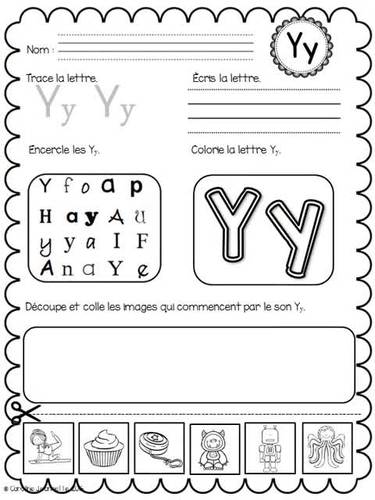 French Alphabet Letter Y | Alphabet Lettre Y by Caroline Joannette