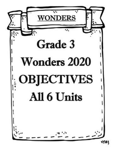 McGraw-Hill Wonders 2020 Grade 3 ALL UNITS I Can Statements Objectives