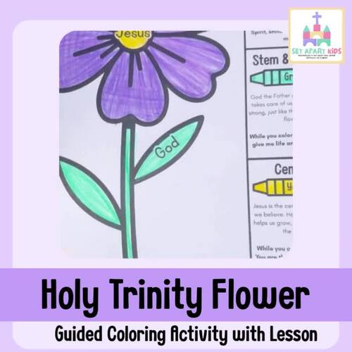 Holy Trinity Flower Guided Coloring Page for Kids – Sunday School Bible ...