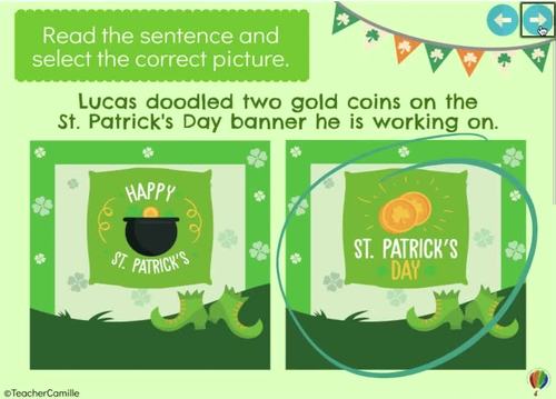 Sentence Comprehension: St. Patrick's Day Edition - BOOM Cards™ | TPT
