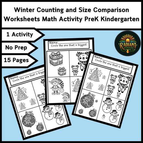 Winter Counting and Size Comparison Worksheets Math Biggest PreK ...