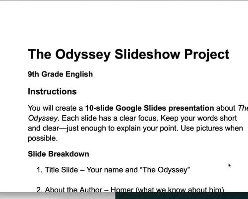 9th Grade Literature Slideshow Projects – PDF Assignment Bundle | TPT