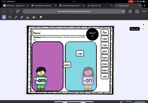 CVC Word Family Sorts - Short A: Digital & Print by Tales from Title