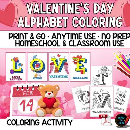 Valentine’s Day Alphabet Coloring Pages A–Z|Fun Creative Letters for ...