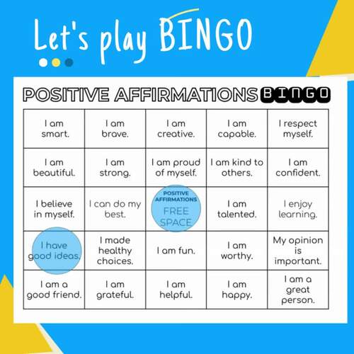 Bingo Game: Positive Affirmations and Growth Mindset {Social Emotional ...
