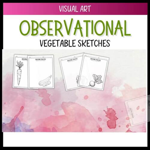 Observational Vegetable Drawing Worksheets, Middle School Art, Art Sub Plan