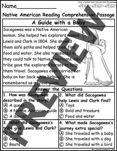 10 Native American Heroes Reading Comprehension Passages | 1st Grade ...