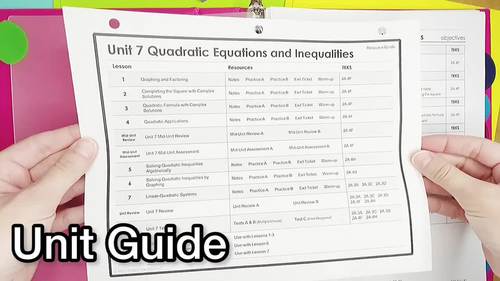 Quadratic Equations and Inequalities - Unit 7 Bundle- Texas Algebra 2 ...