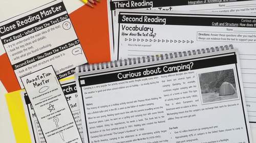 CAMPING Close Reading Passages & Comprehension Questions | Summer Pack