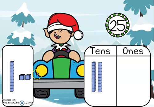 Counting to 50 Base ten block Christmas Winter Boom Cards distance learning