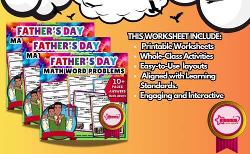 Fathers Day Math Word Problem Activities Add, Sub, Div 3rd,4th,5th,5th ...